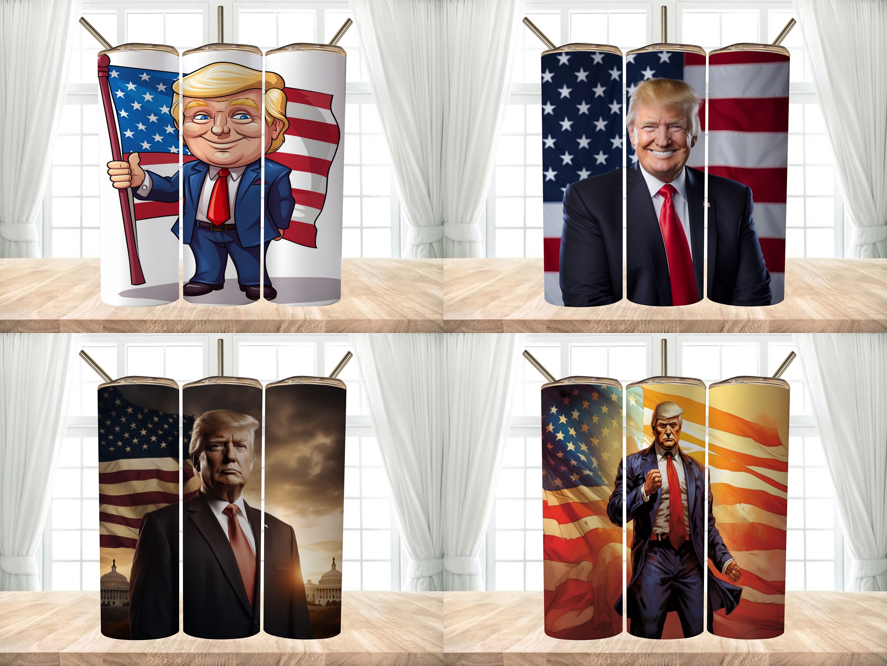 Trump Tumbler Wraps: 50 Designs, 20oz Skinny Tumbler Sublimation ...
