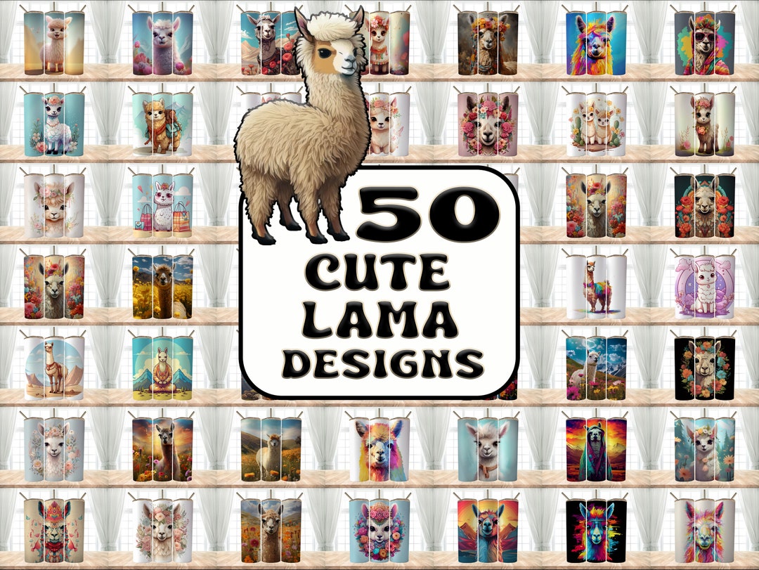 50 Cute Lama Designs Bundle Tumbler Wraps ,20 Oz Skinny Tumbler ...