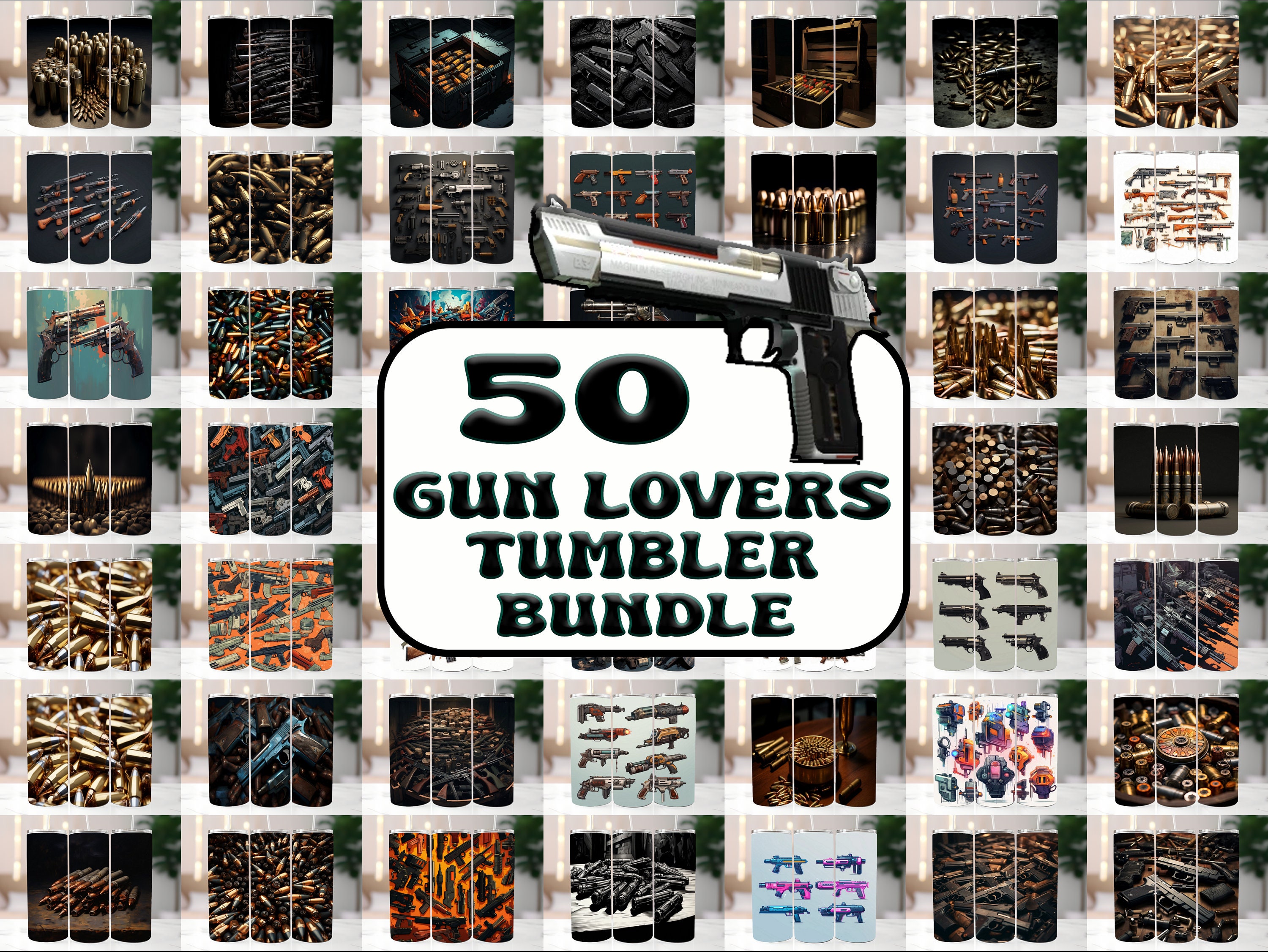 50 Gun Lovers Tumbler Wraps, 20oz Skinny Tumbler Sublimation Designs ...
