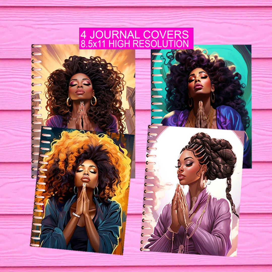 4 Journal Covers Bundle Black Praying Woman , | Notebook Covers | Back ...