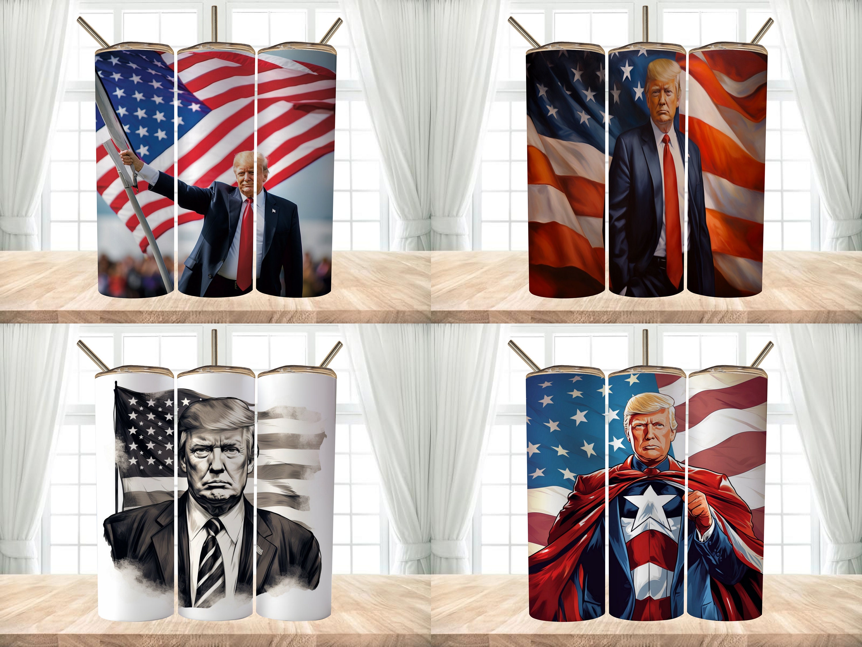 Trump Tumbler Wraps: 50 Designs, 20oz Skinny Tumbler Sublimation ...