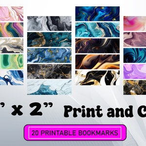 20 Beautiful Marble Pattern, Printable Bookmarks Bundle, Set of 20 PNG ...