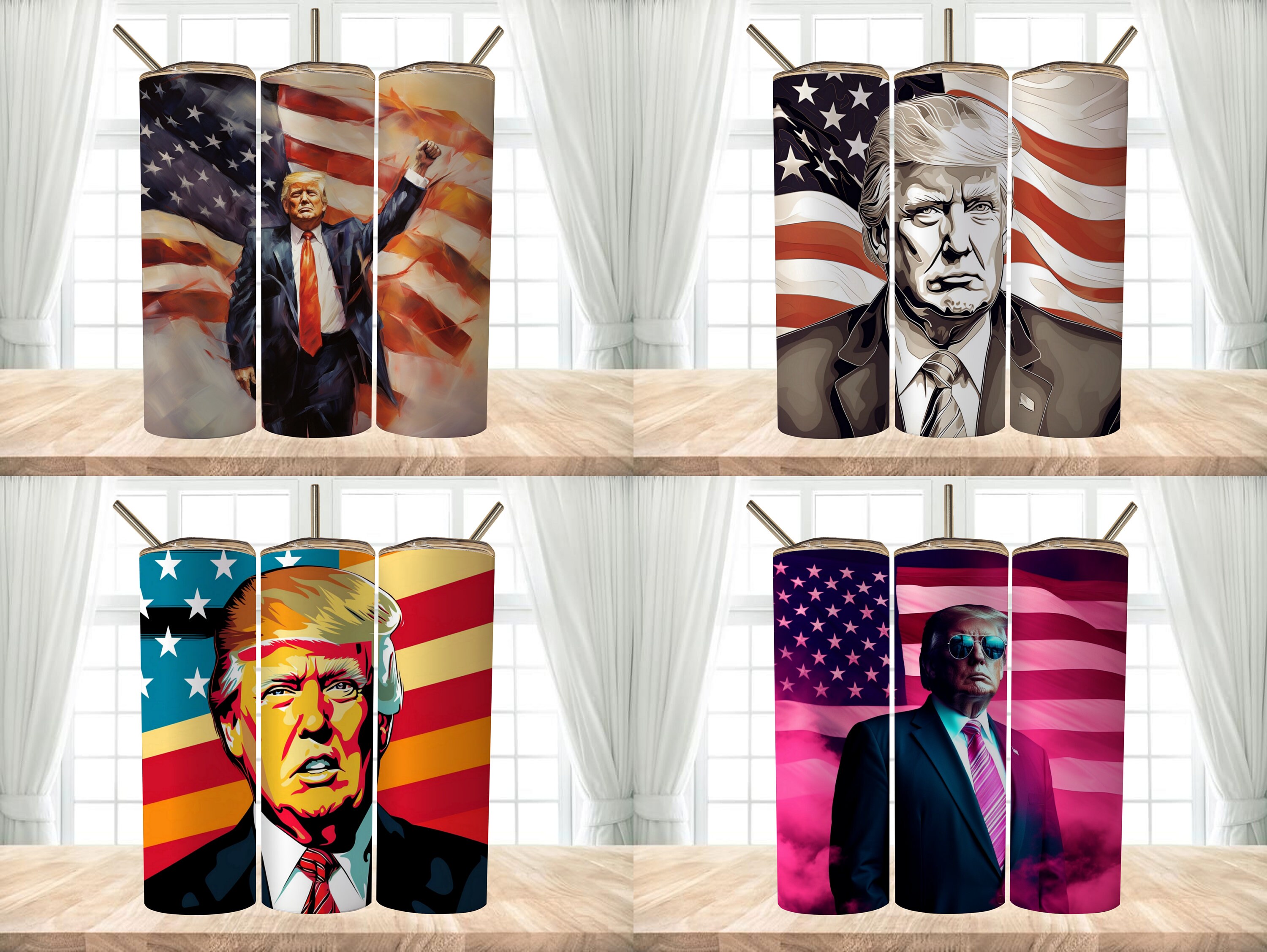 Trump Tumbler Wraps: 50 Designs, 20oz Skinny Tumbler Sublimation ...