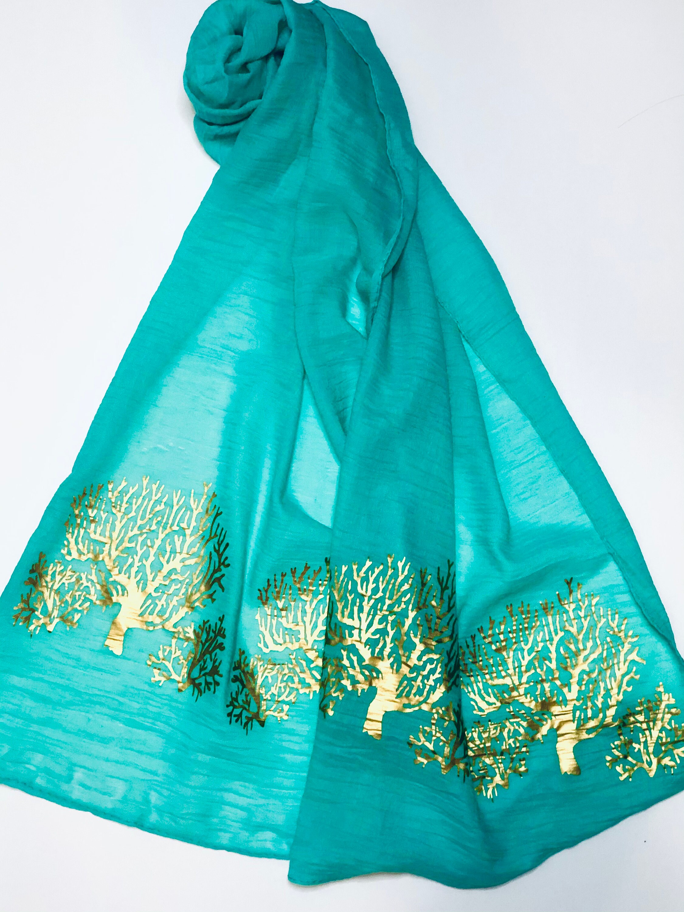 Coral Scarf Hawaiian Akoakoa Design Scarf Lightweight - Etsy