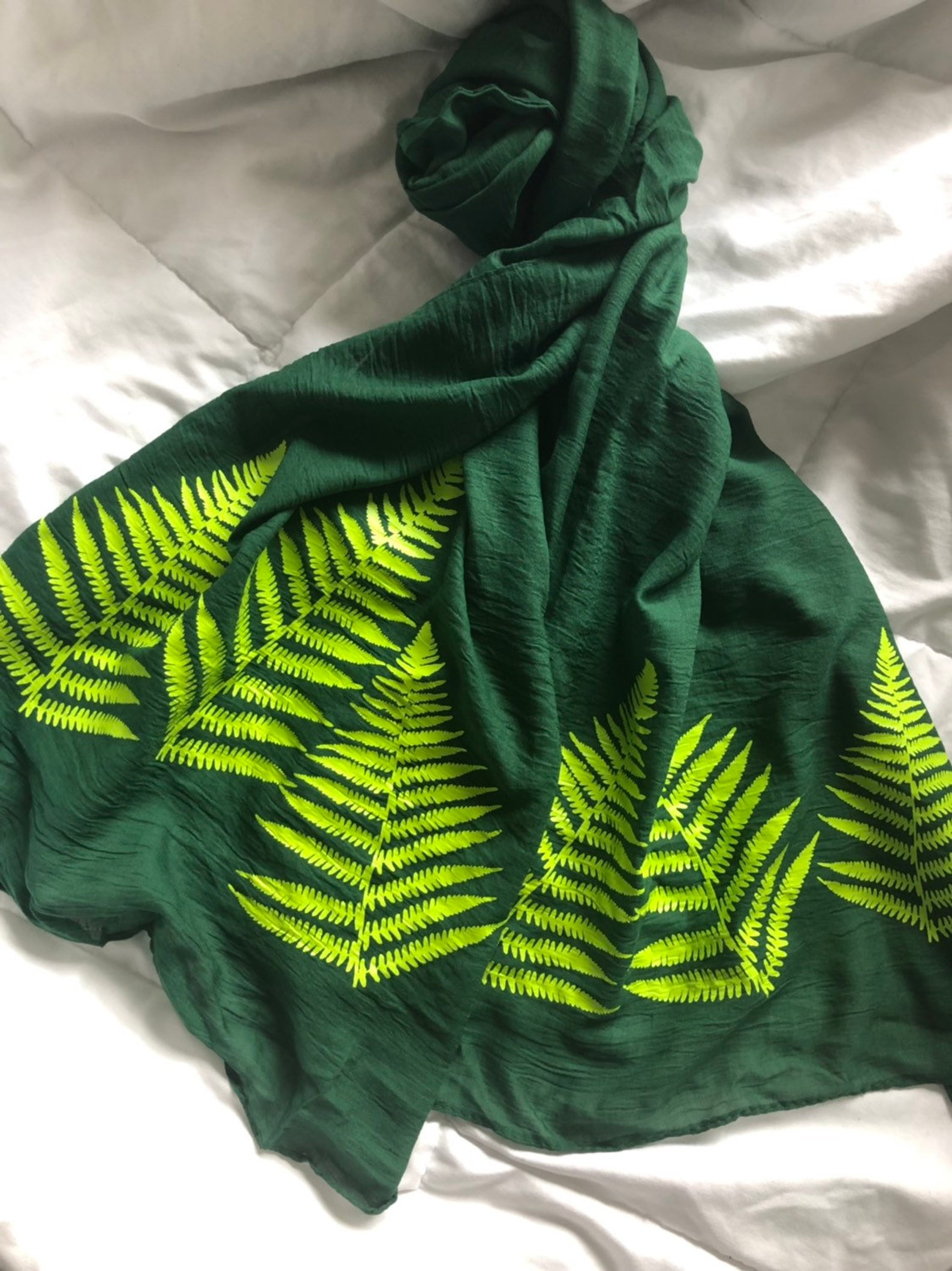 Hawaiian Fern Scarf Hawaiian Scarf Botanical Print Scarves - Etsy