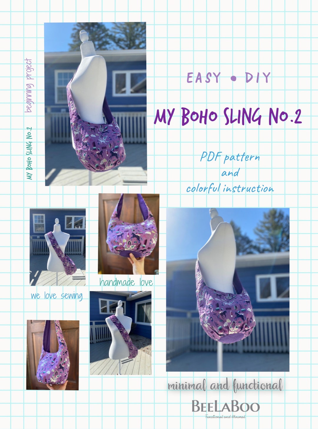 DIY -EASY- Project for Beginner-pdf My Boho Sling No.2 Bag Pattern and ...