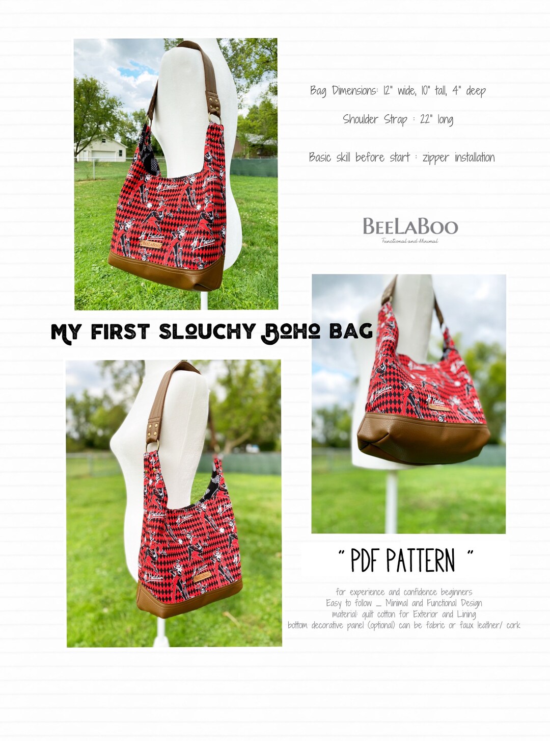 PDF My First Slouchy BOHO Bag -diy-pattern and Colorful Instruction ...