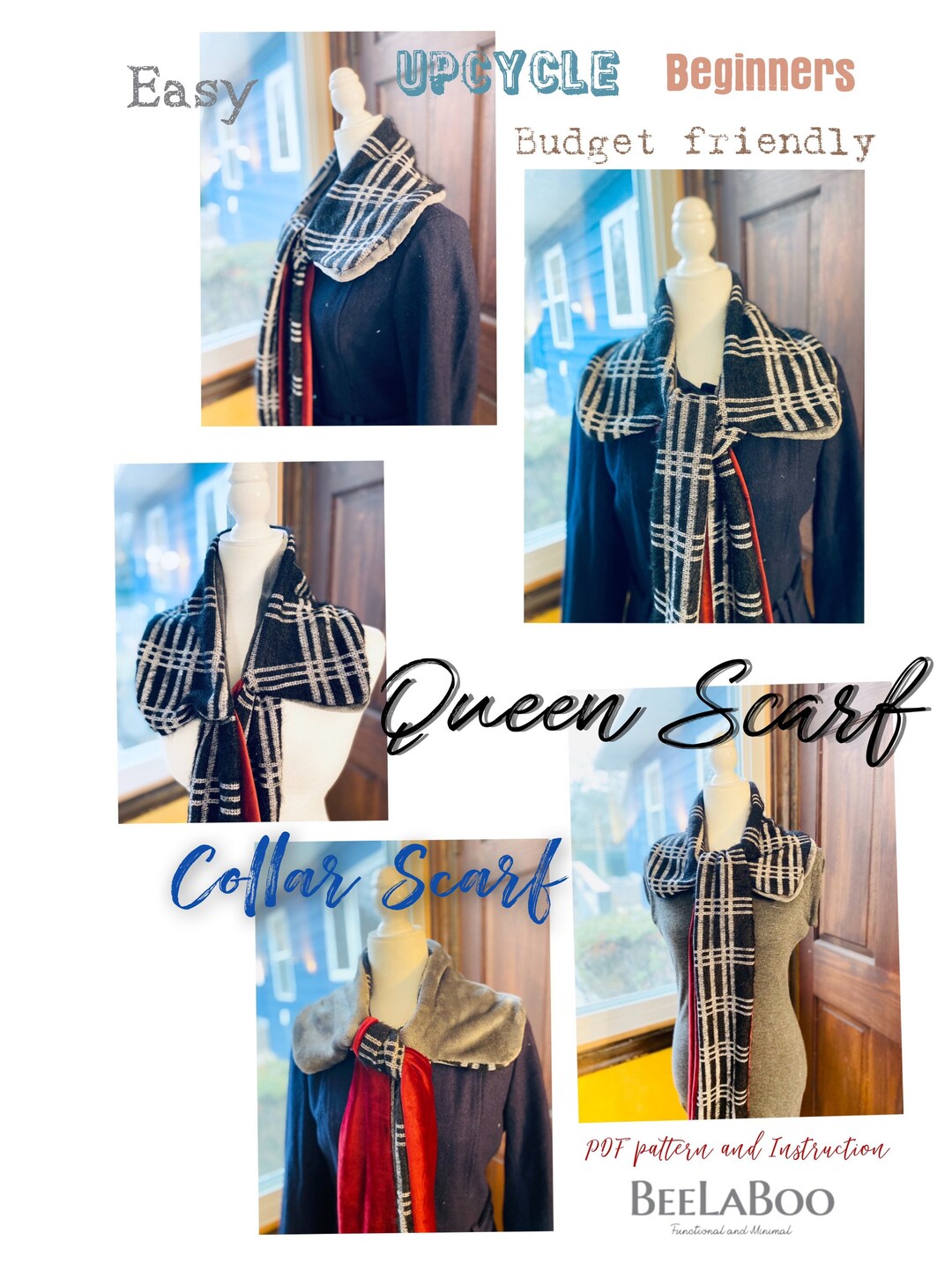 DIY -EASY- Project for Beginner-pdf Queen Collar Scarf Pattern-winter ...
