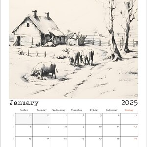 Vintage Farm Scenes Wall Calendars 2025 (US & Canada) / Rustic ...
