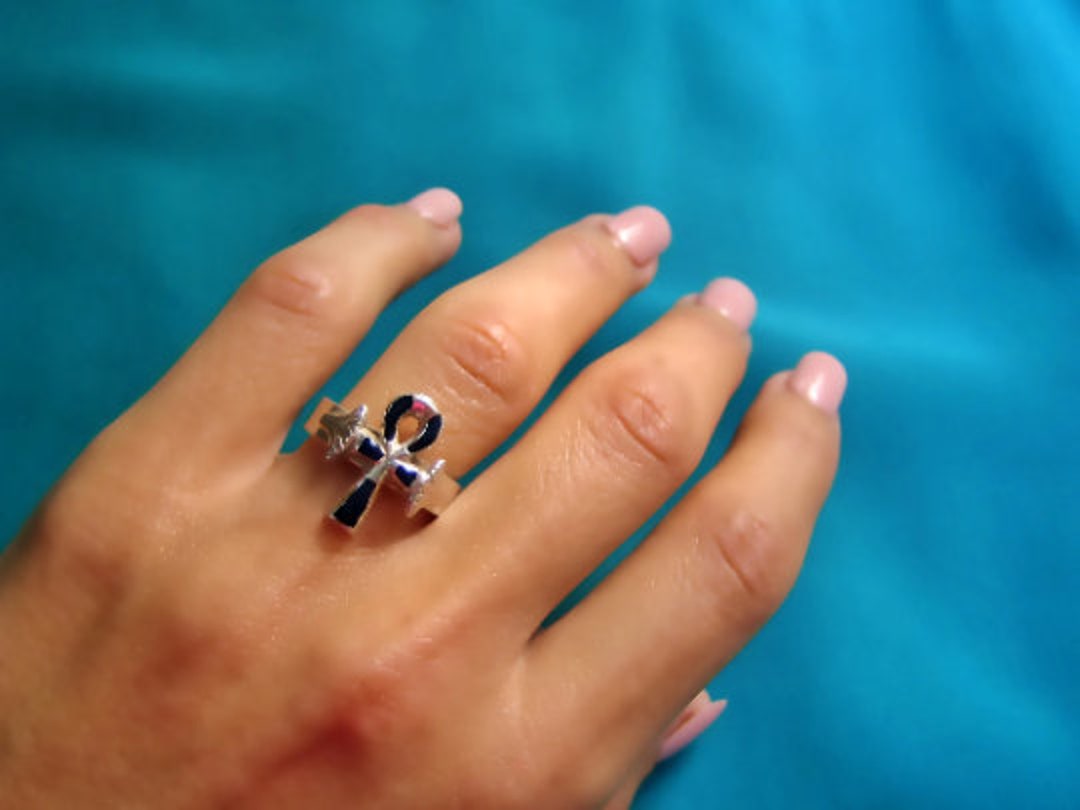 Lapis Lazuli Ankh Ring, Egyptian Sterling Silver Ankh Ring, Egyptian ...