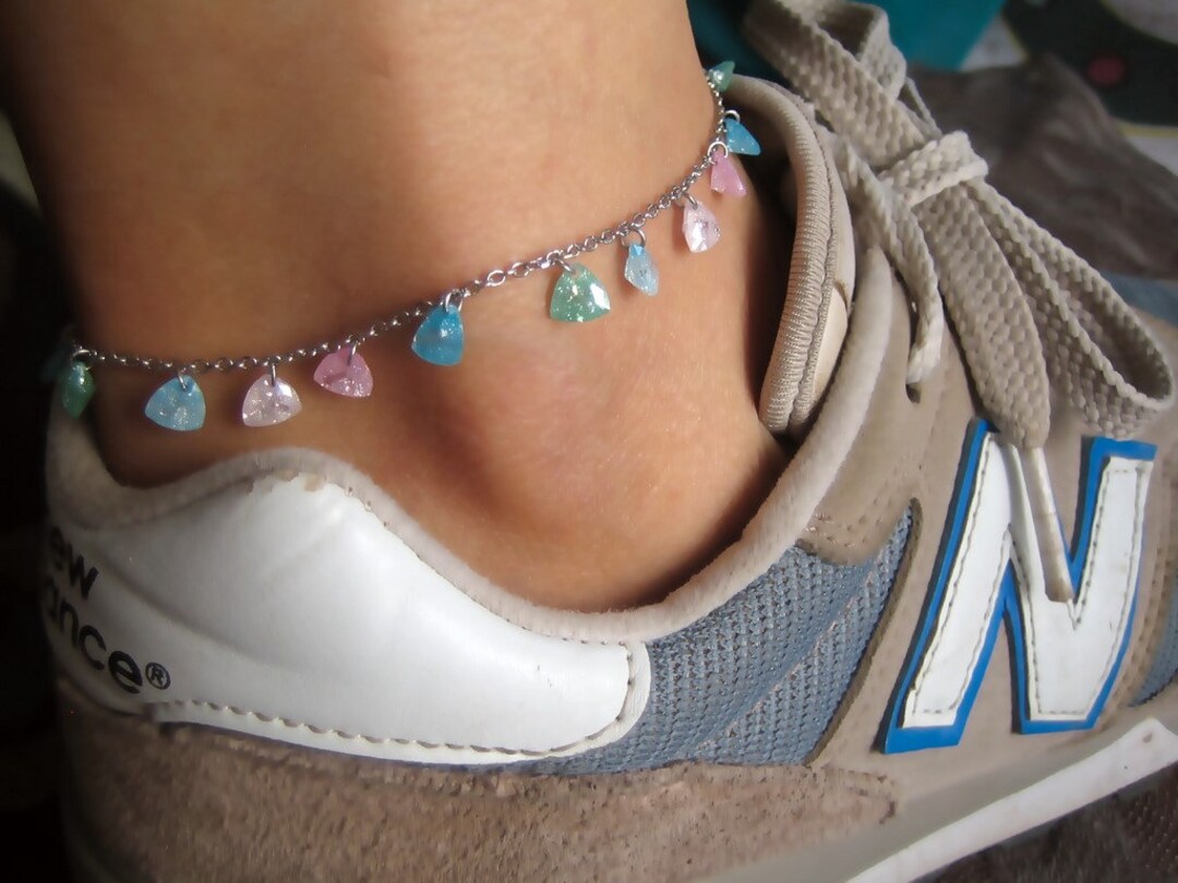 Stunning Egyptian Charm Anklet, Multi Color Stone Anklet, Sterling ...