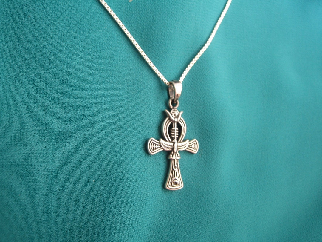 Men Ankh Necklace, Egyptian Amulet Necklace, Sterling Silver Ankh ...
