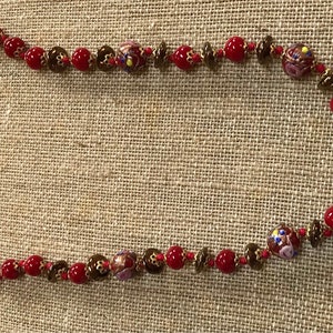 Vintage Venetian Red Wedding Cake Bead Necklace - 20-22 1/2" - Etsy