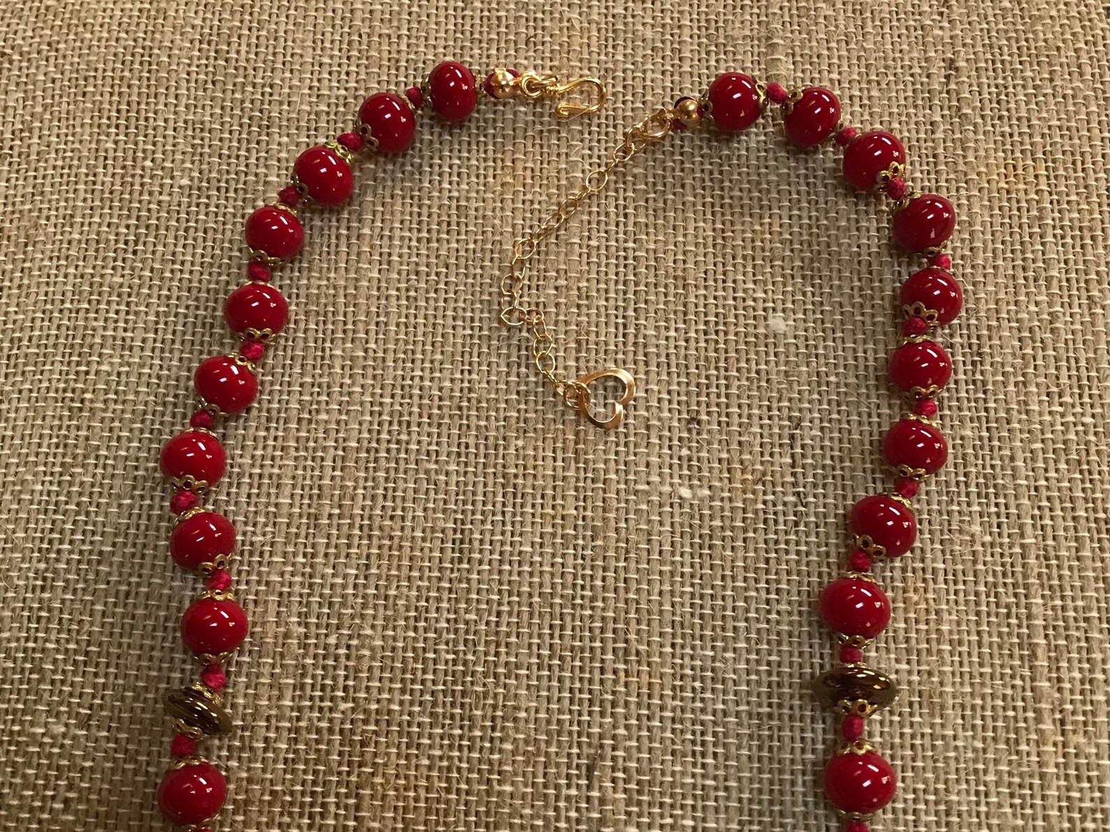 Vintage Venetian Red Wedding Cake Bead Necklace - 20-22 1/2" - Etsy
