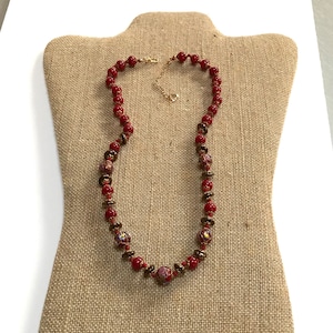 Vintage Venetian Red Wedding Cake Bead Necklace - 20-22 1/2" - Etsy