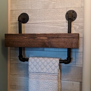 Industrial Pipe and Wooden Post Shelf With or Without Towel Bar - Etsy