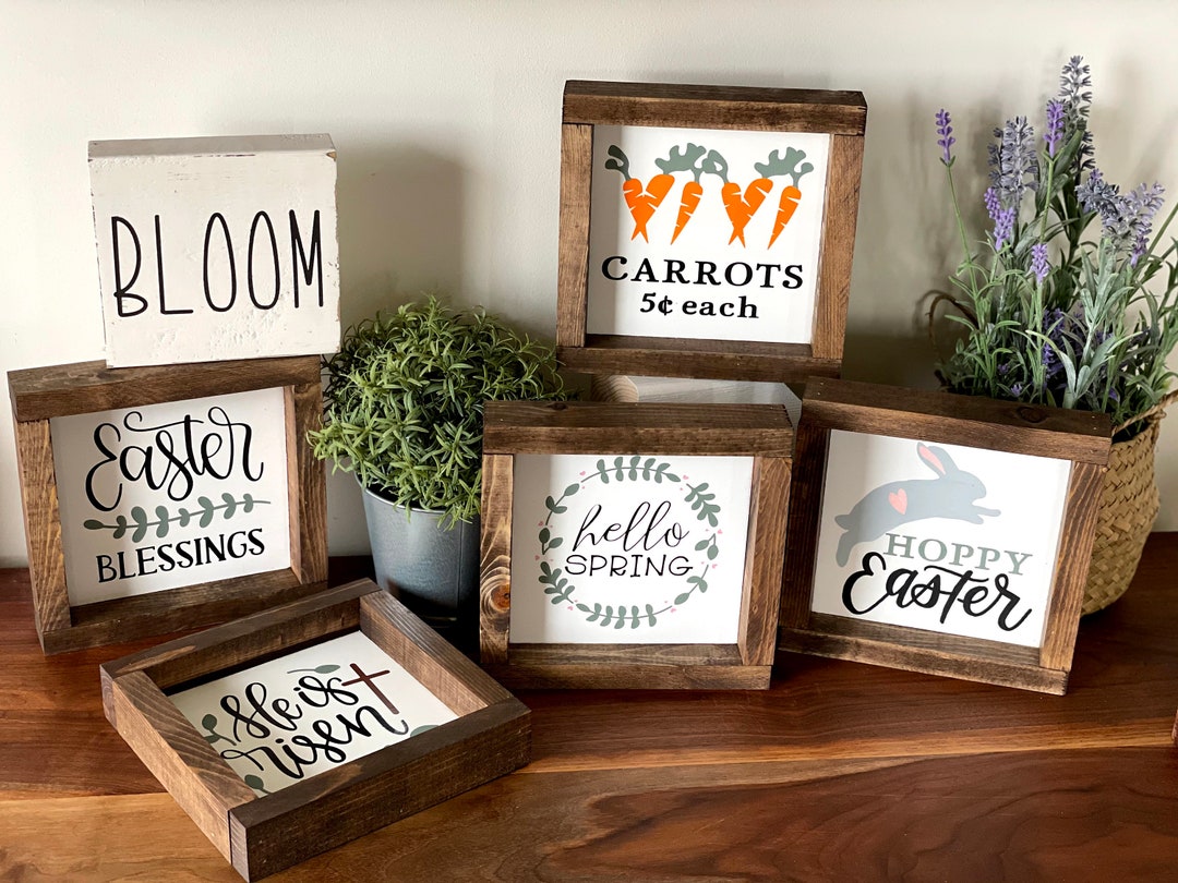 Mini Wood Spring Signs | Easter Signs | Framed Signs - Etsy