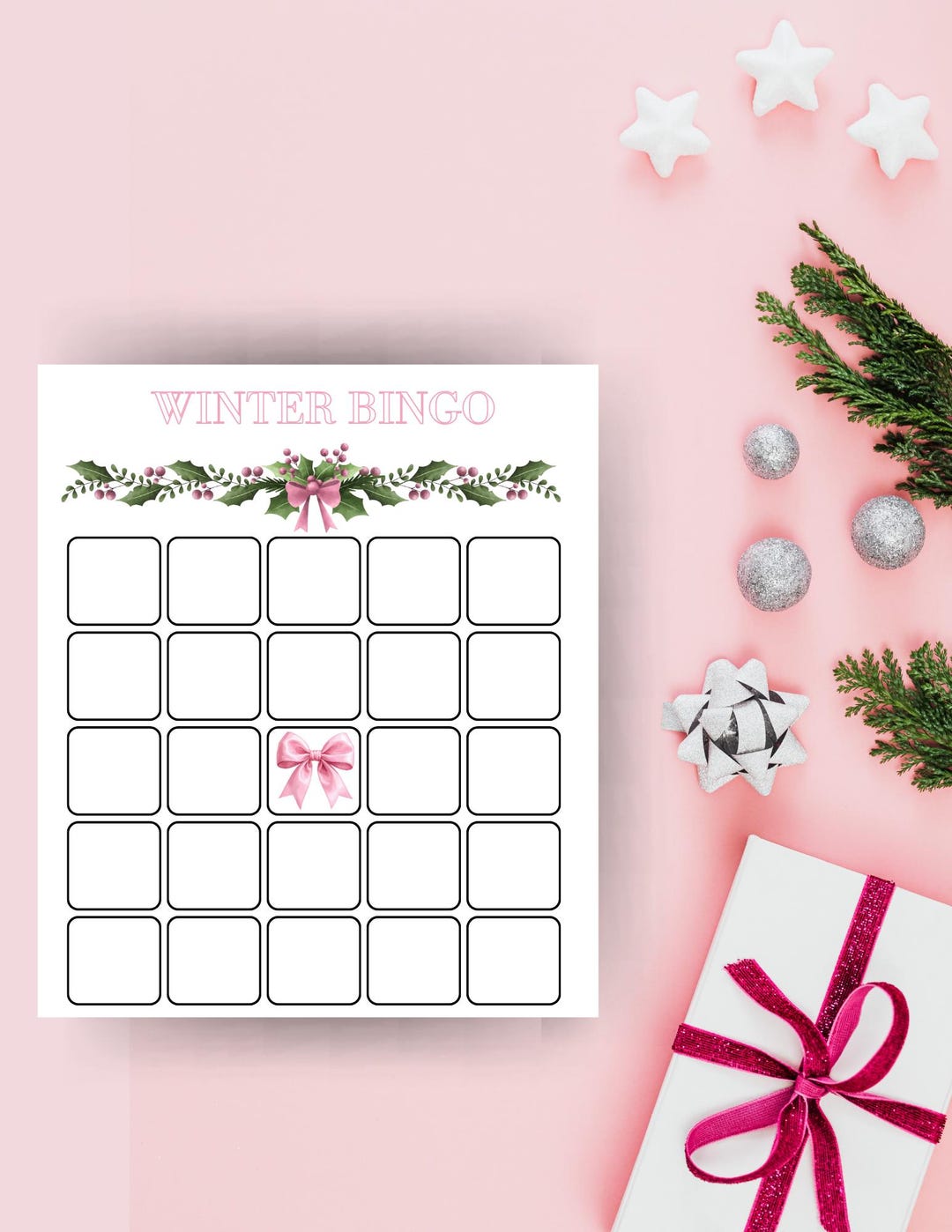 Pink Christmas Bingo Template - Etsy