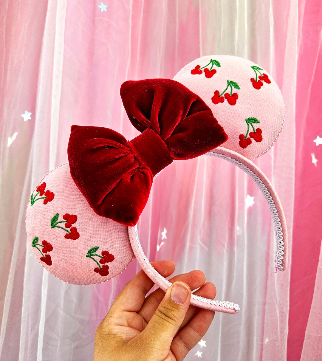 Mickey Cherry Embroidery Mouse Ears - Etsy