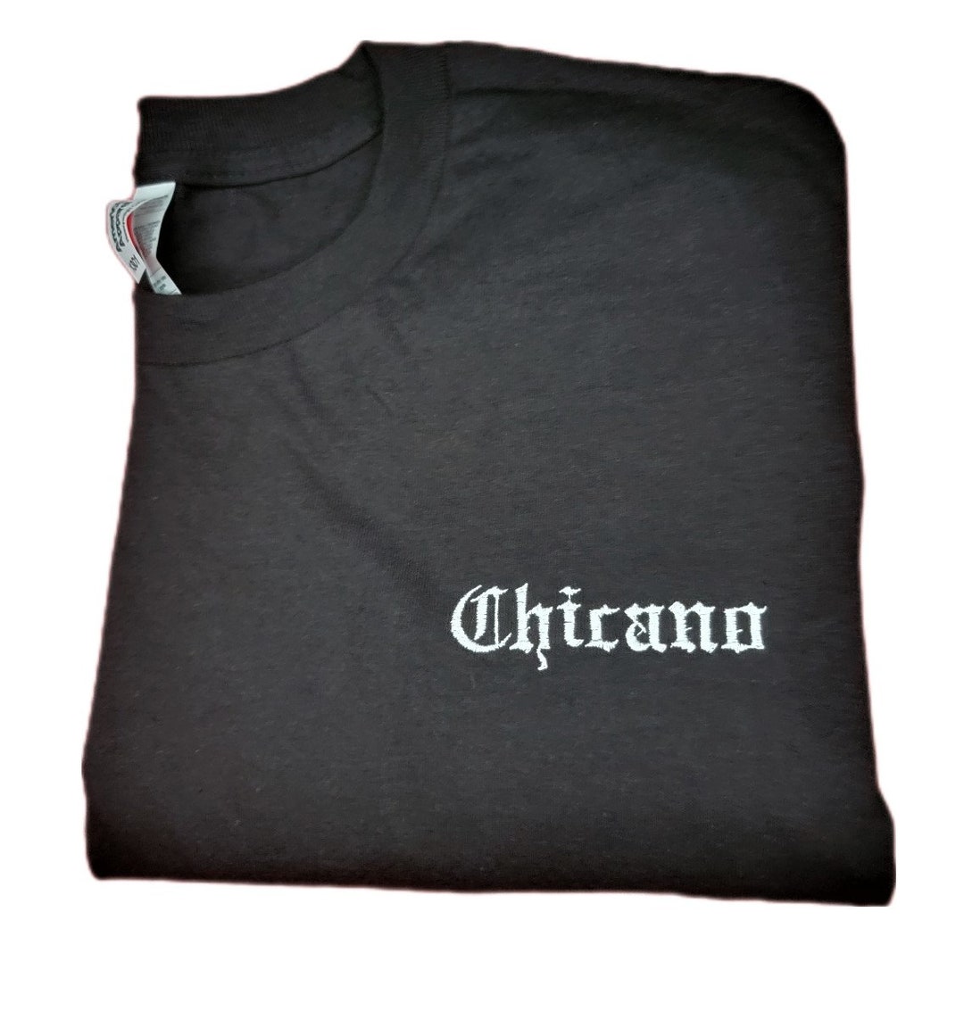 Embroidered Black Chicano T-shirt Small Letters - Etsy