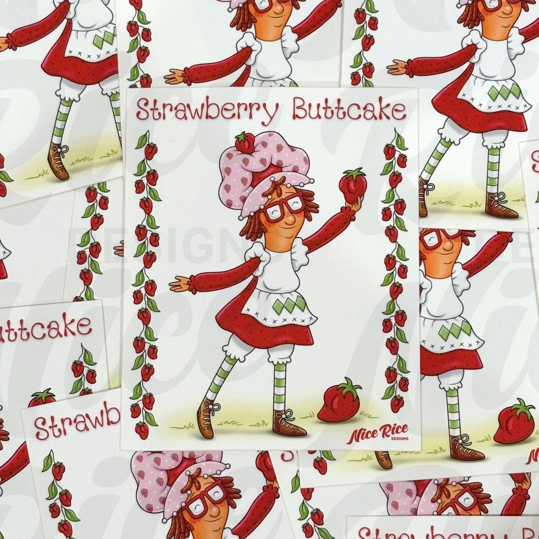 Strawberry Buttcake Sticker - Etsy