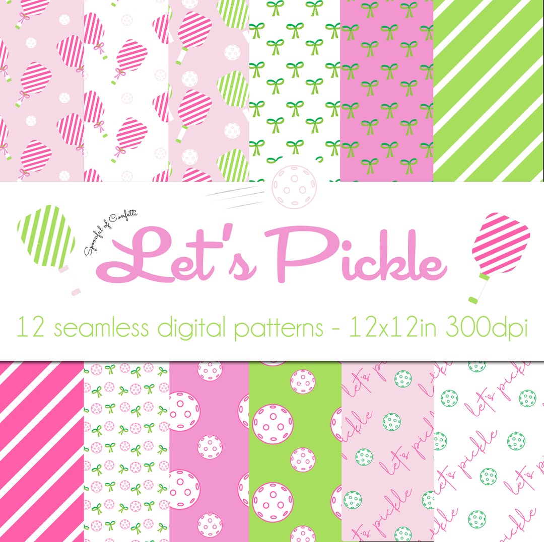 Pickleball Digital Papers, Pickleball Seamless Patterns, Preppy Digital ...