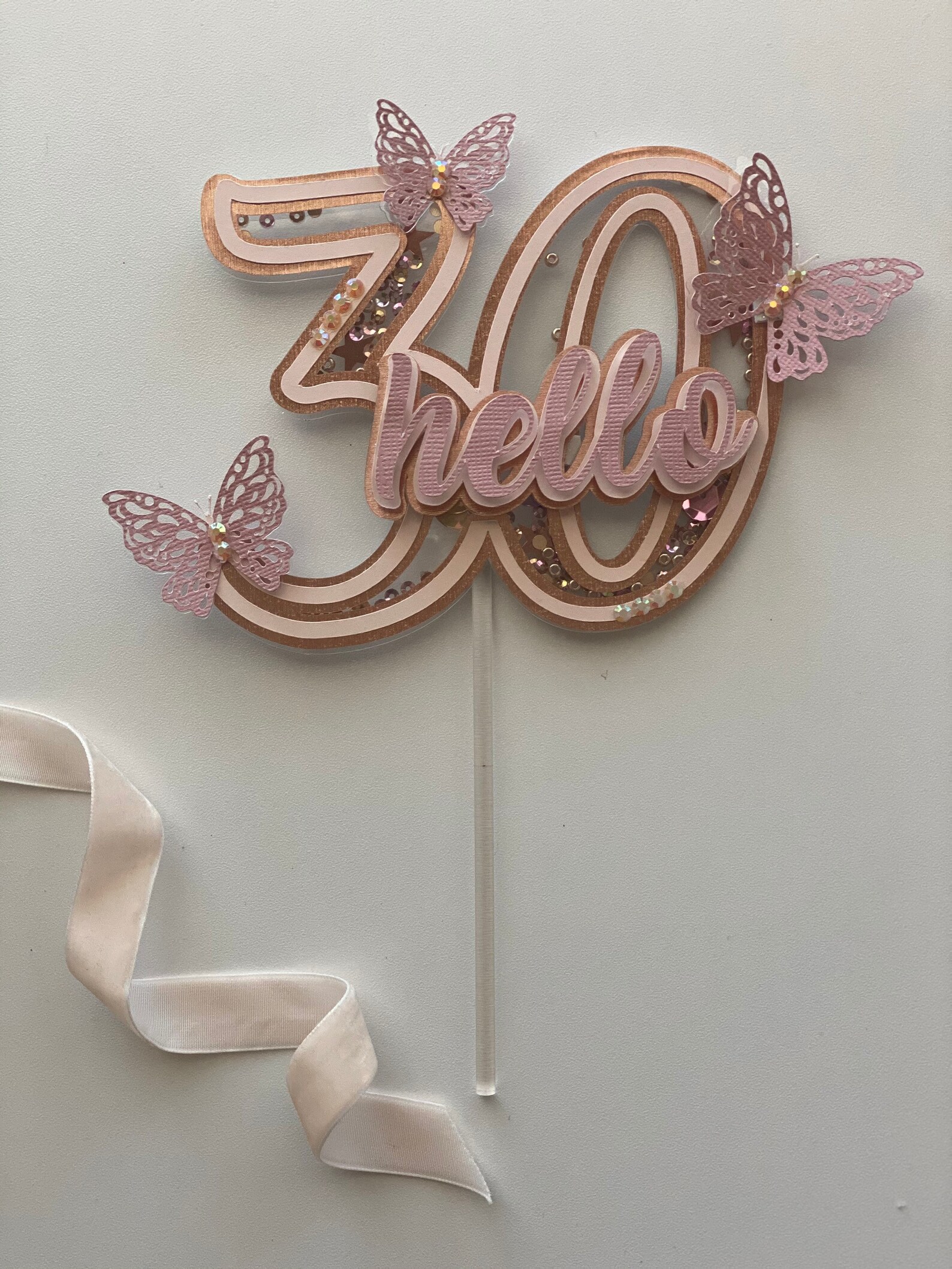 Hello 30 Cake Topper 30th Birthday Girly Cake Topper Butterfly birthday ...