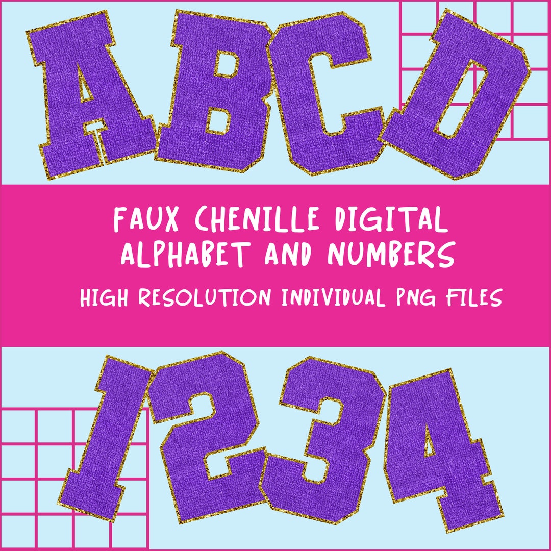 Purple Chenille Patch Letters Png , Varsity Patch Clipart, Sublimation ...