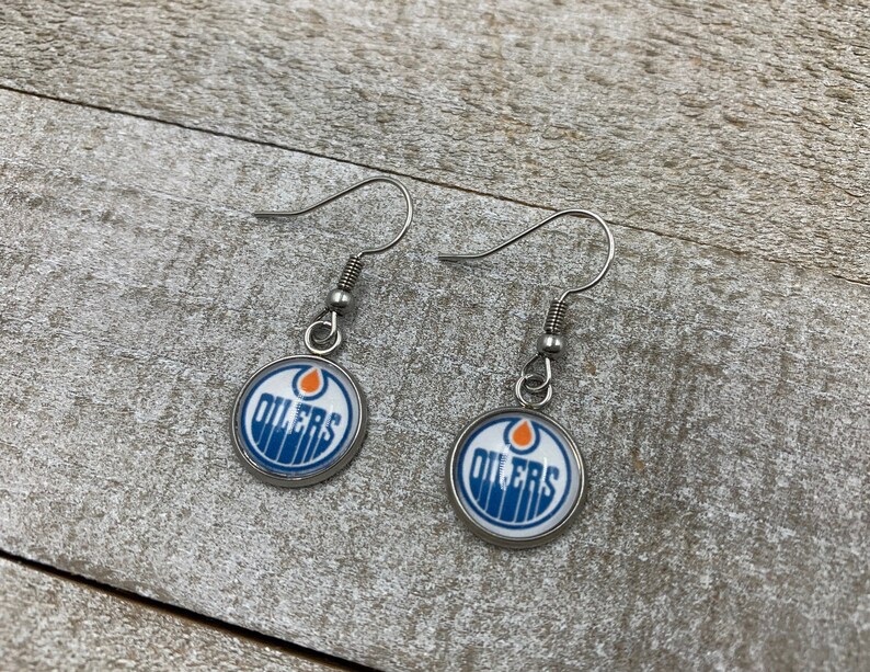 Edmonton Oilers Earrings, 10mm Studs, 12mm, 14mm Dangly Oilers Earrings ...