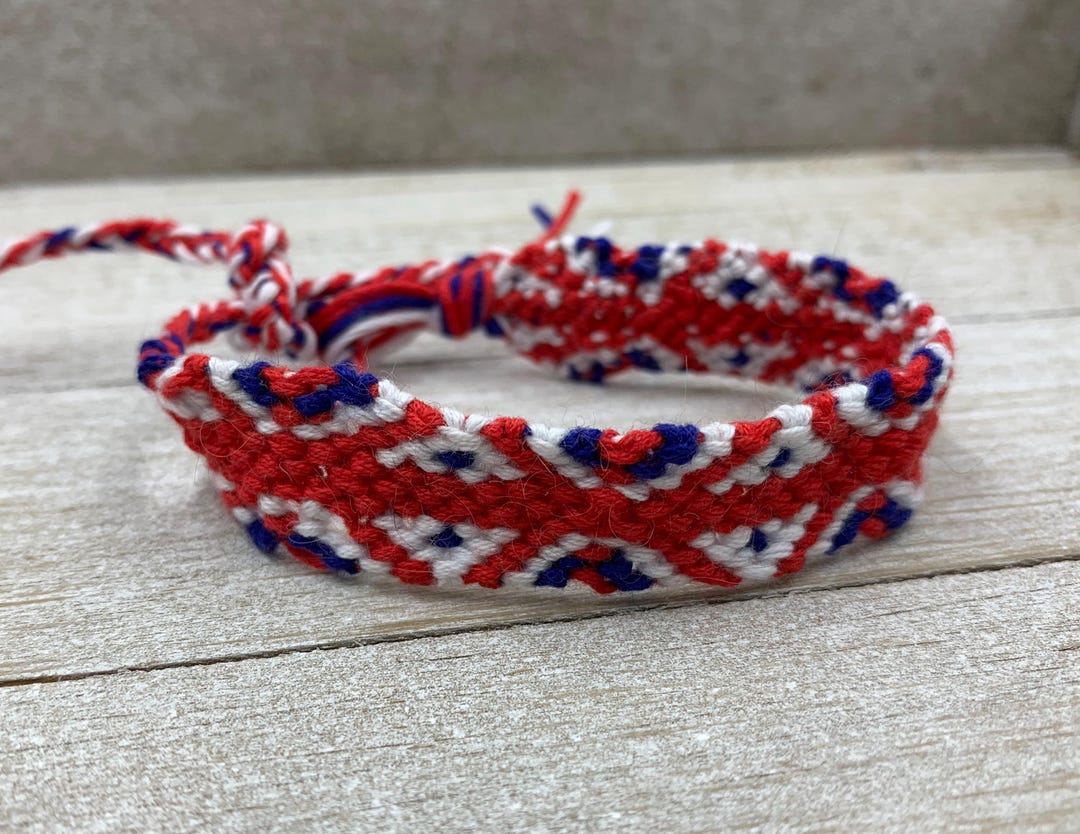 Union Jack British Inspired Friendship Bracelet, Woven Bracelet ...