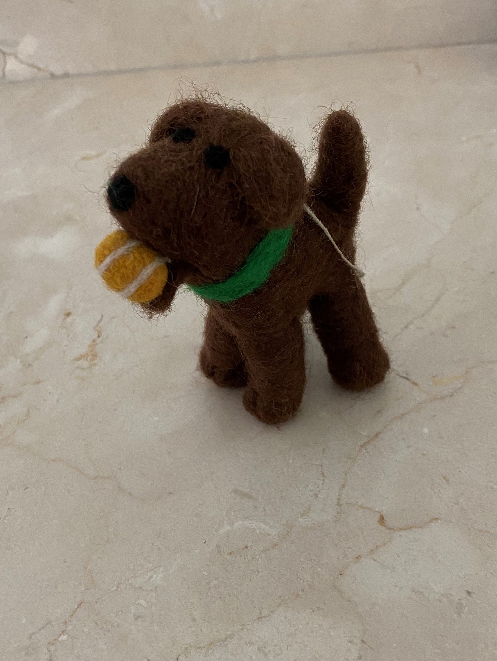 Felted Wool Chocolate Lab "toby" W Tennis Ball Ornament-needle Felted ...