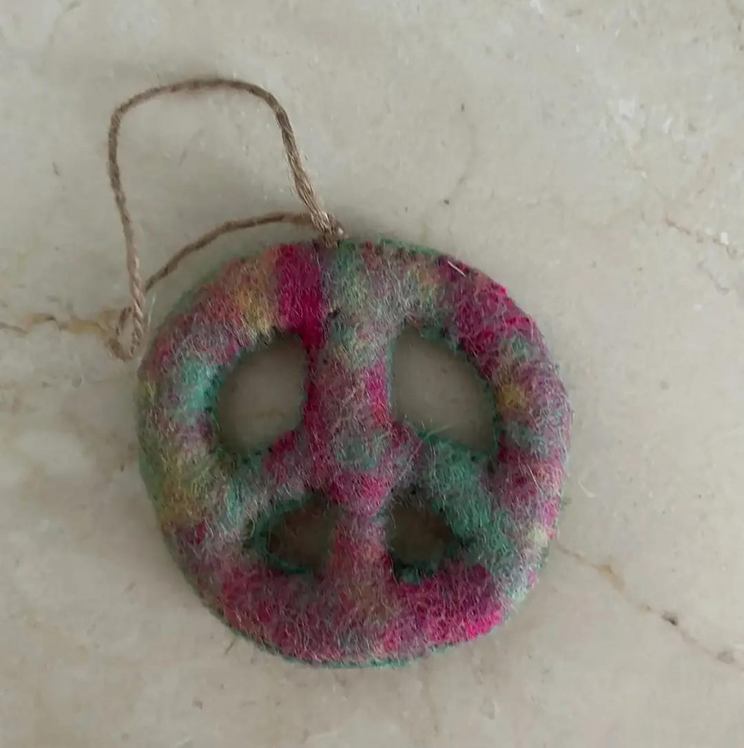 Handmade Felt Tie Dye "peace Sign" Ornament-fair Trade-felted Peace ...