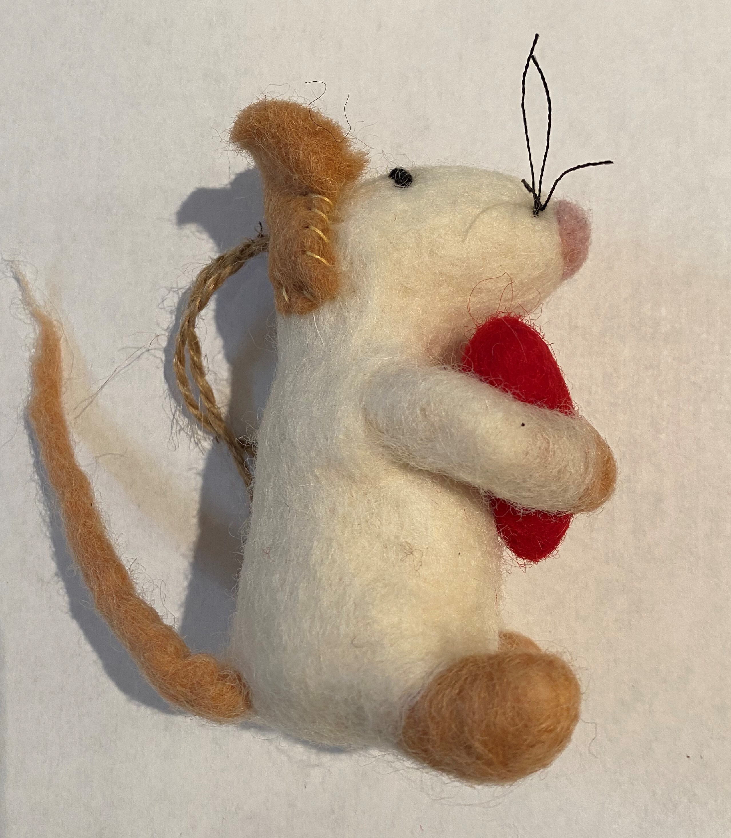 Felted wool Marvin Mouse with heart ornament-felt | Etsy