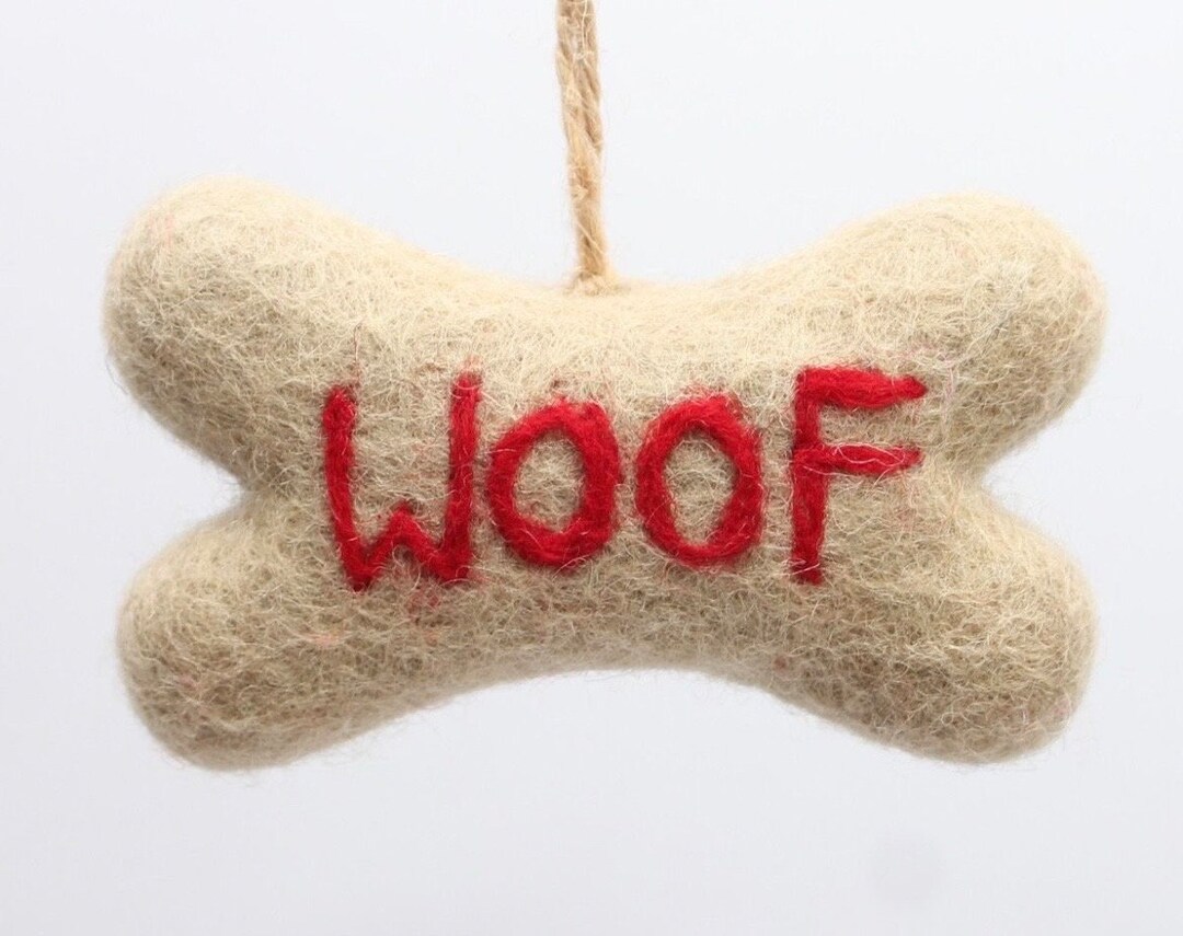 Handmade Felted Wool "woof" Dog Bone Ornament-dog Bone-felt Dog Bone ...