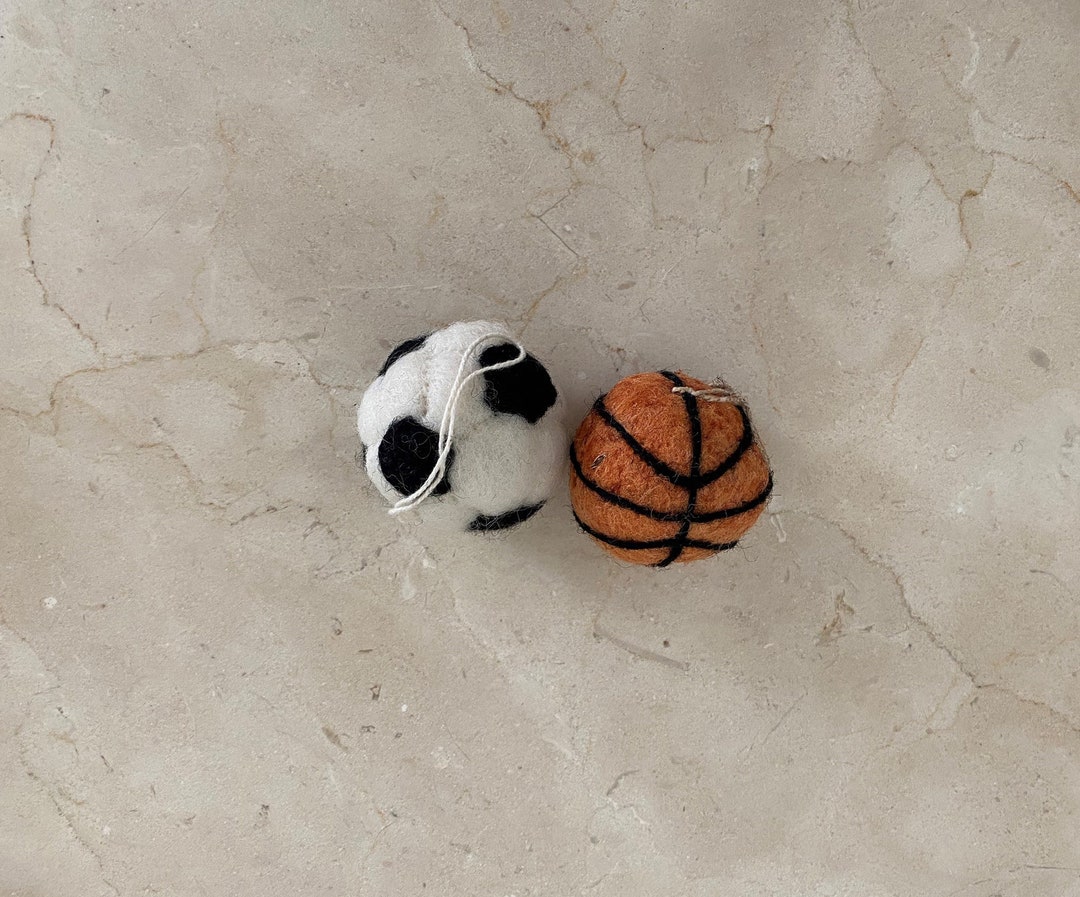 Felted Wool "basketball" and "soccer Ball" Ornaments-felt Sports Balls ...