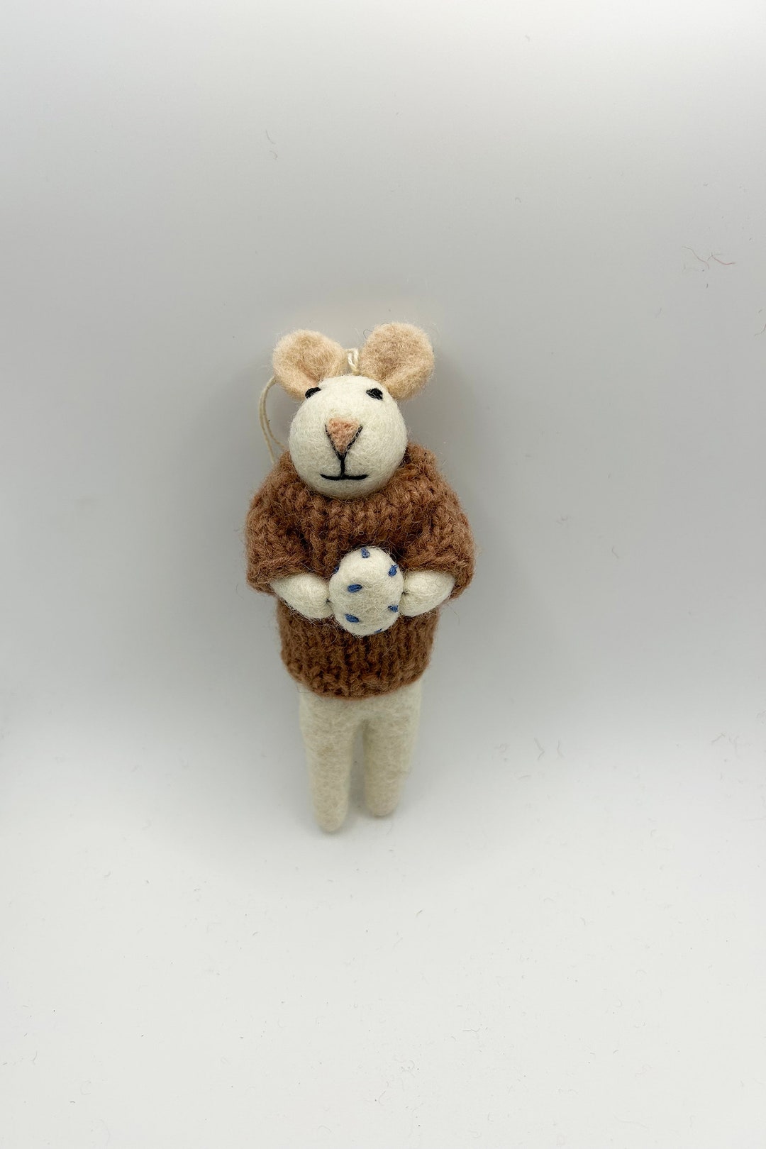 Handmade Felted Wool "easter Mouse Basil W Egg" Ornament-felt Mouse ...