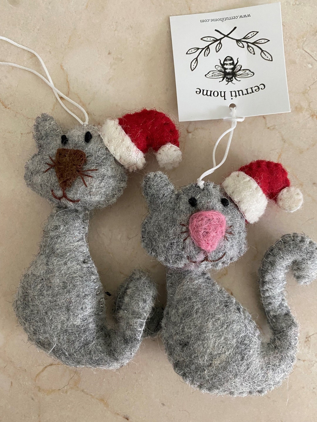 Felted Wool "christmas Cat Collette" Ornament-cat Ornament-christmas ...