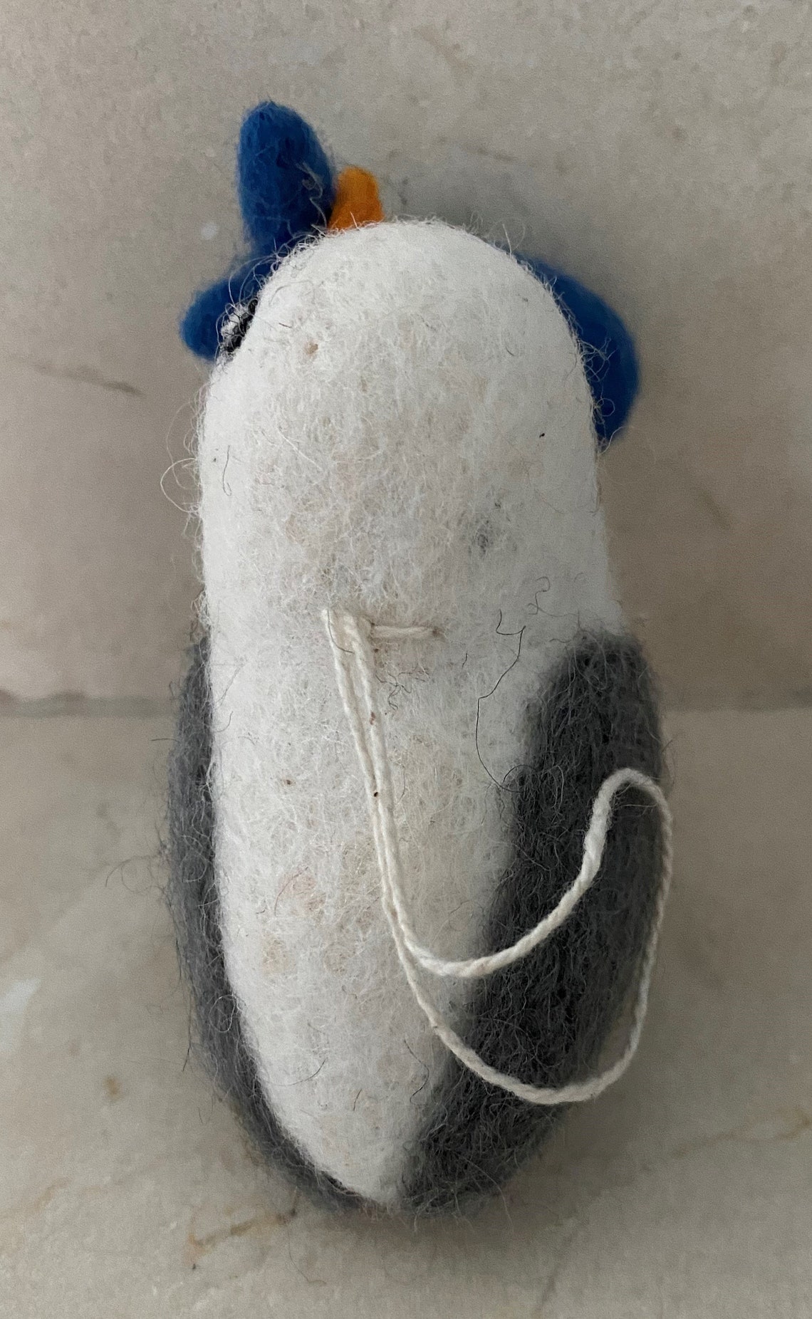 Felted Wool "seagull Jeremy" W Blue Fish Ornament-felt Seagull-felted ...