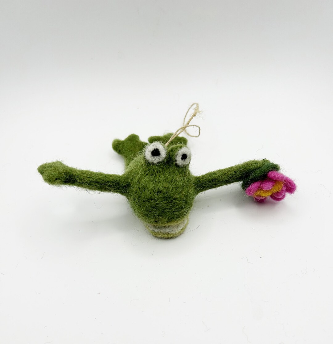 Felted Wool "jon Paul the French Frog With Lily Pad" Ornament-felt Frog ...