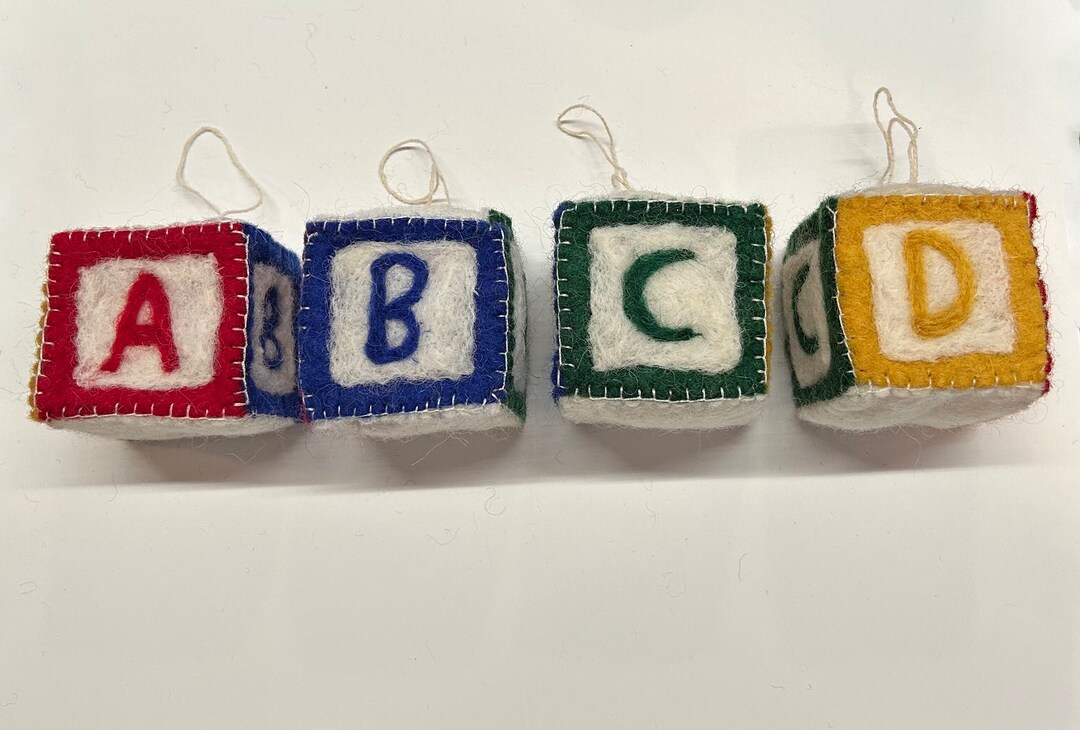 Felted Wool "abcd Block" Ornament-felt Block-block Ornament-baby Block ...