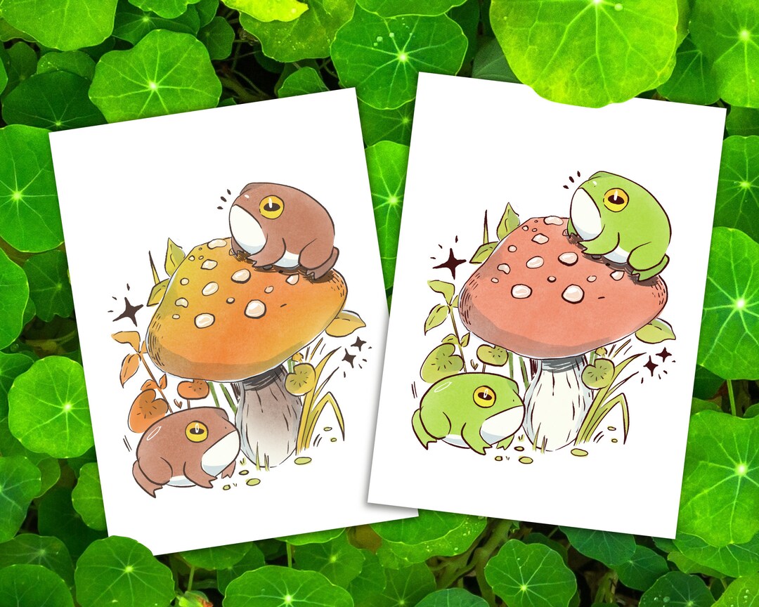 Mushroom Froggies - 5x7" Digital Frog + Mushroom Art Prints - Etsy