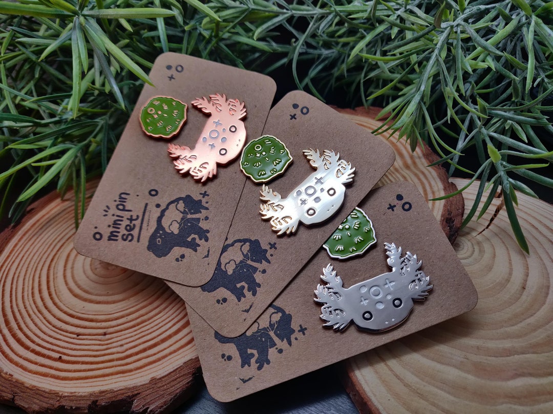 Axolotl Marimo Moss Ball Mini Filler Enamel Pins 2 Silver/rose Gold ...