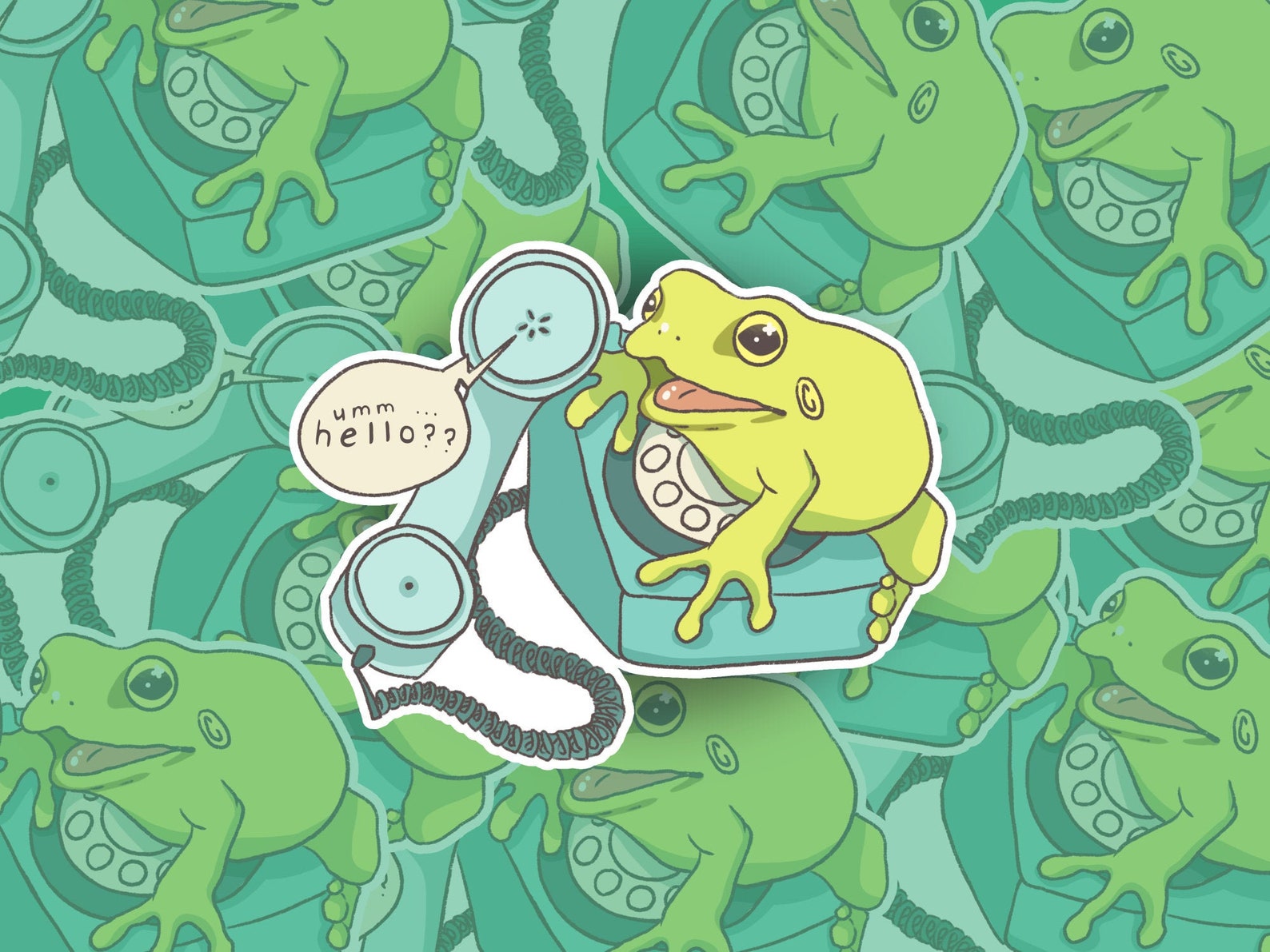 Umm... Hello?? Phone Frog 3" Die-cut Vinyl Sticker - Etsy
