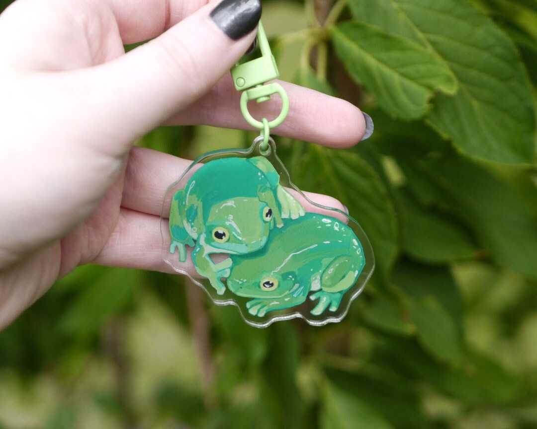 Green Frogs 2.5 Acrylic Charm Keychain - Etsy