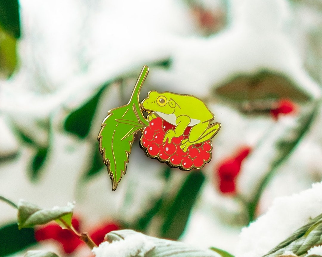 Raspberry - Holiday Berry Frogs Enamel Pin - Etsy