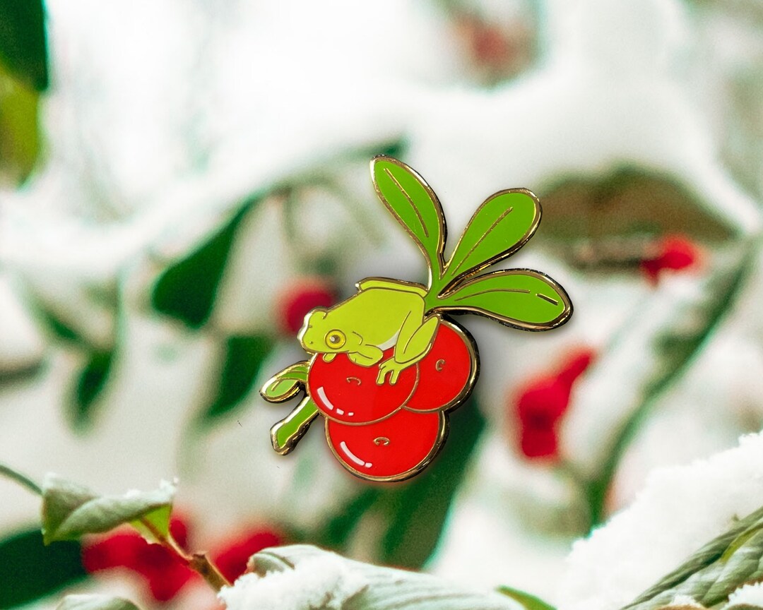 Cranberry - Holiday Berry Frogs Enamel Pin - Etsy