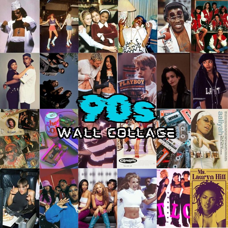 90s Theme Wall Collage Prints - Retro Vintage Art Prints for Home Decor ...