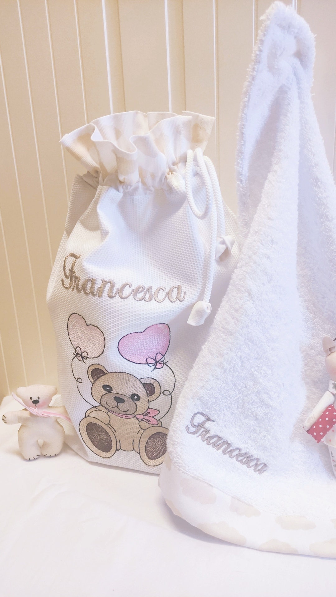 Personalized Baby Bag With Teddy Bear and Balloons and - Etsy