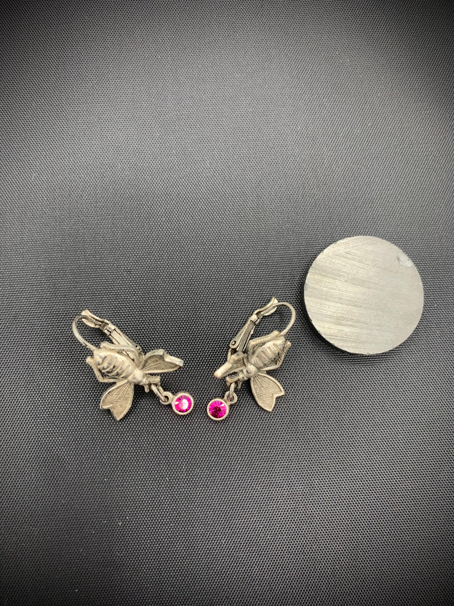 Silver Vintage Pierced Bug With Wings Earrings With Dangling - Etsy