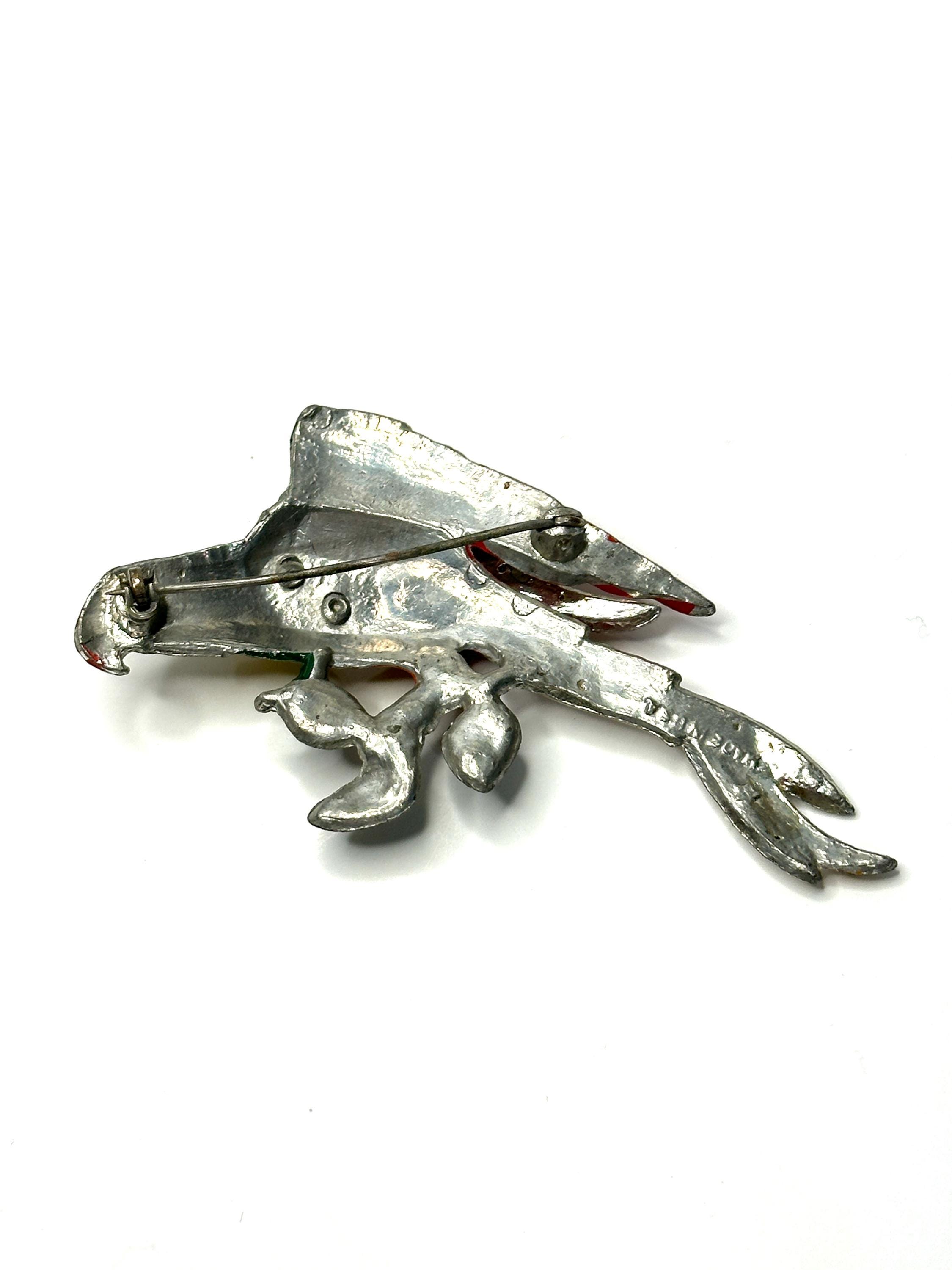 Rare Antique 1940s Jose Rodriguez Parrot Brooch Enamel on Metal With ...
